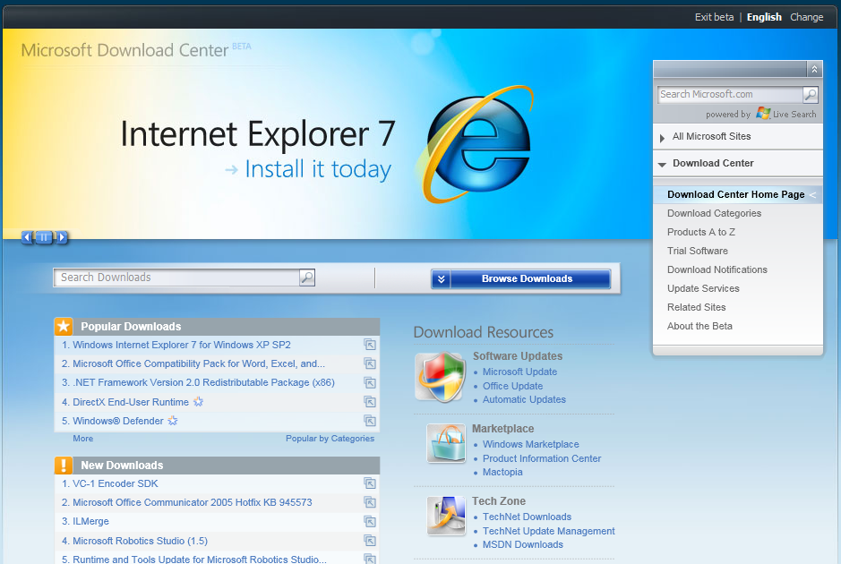 Tech Dreams: SilverLight Powered New Microsoft Download Centre